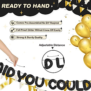 Fulmoon Glitter Who Said You Could Leave Banner Pre Strung Going Away Party Decorations 9.8 ft Farewell Banner Going Away Party Sign Garland for Retirement Graduation(Glitter Black)