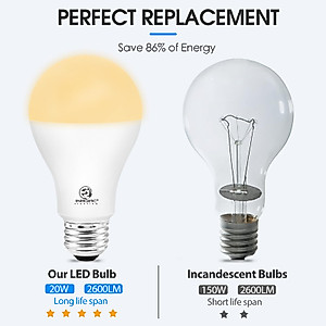A21 LED Bulbs 150 Watt Equivalent LED Light Bulb, Soft White 2700K, 2600 High Lumens Super Bright Light Bulb, E26 Base, Non Dimmable, UL Listed, 2 Pack