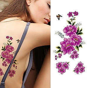 Flower Temporary Tattoos for Women Adults 3D Butterfly Rose Tattoo Sexy Fake Tattoo Stickers Waterproof Body Art Temp Tattoo Paper Colored Floral Lily Lotus Peony Festival Makeup Tattoo 12 Sheets