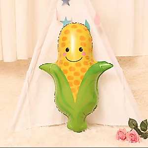 HORUIUS Corn Balloons Vegetables Corn Foil Mylar Balloons for Baby Shower Corn Themed Party Birthday Decoration Supplies 28 inch 5PCS
