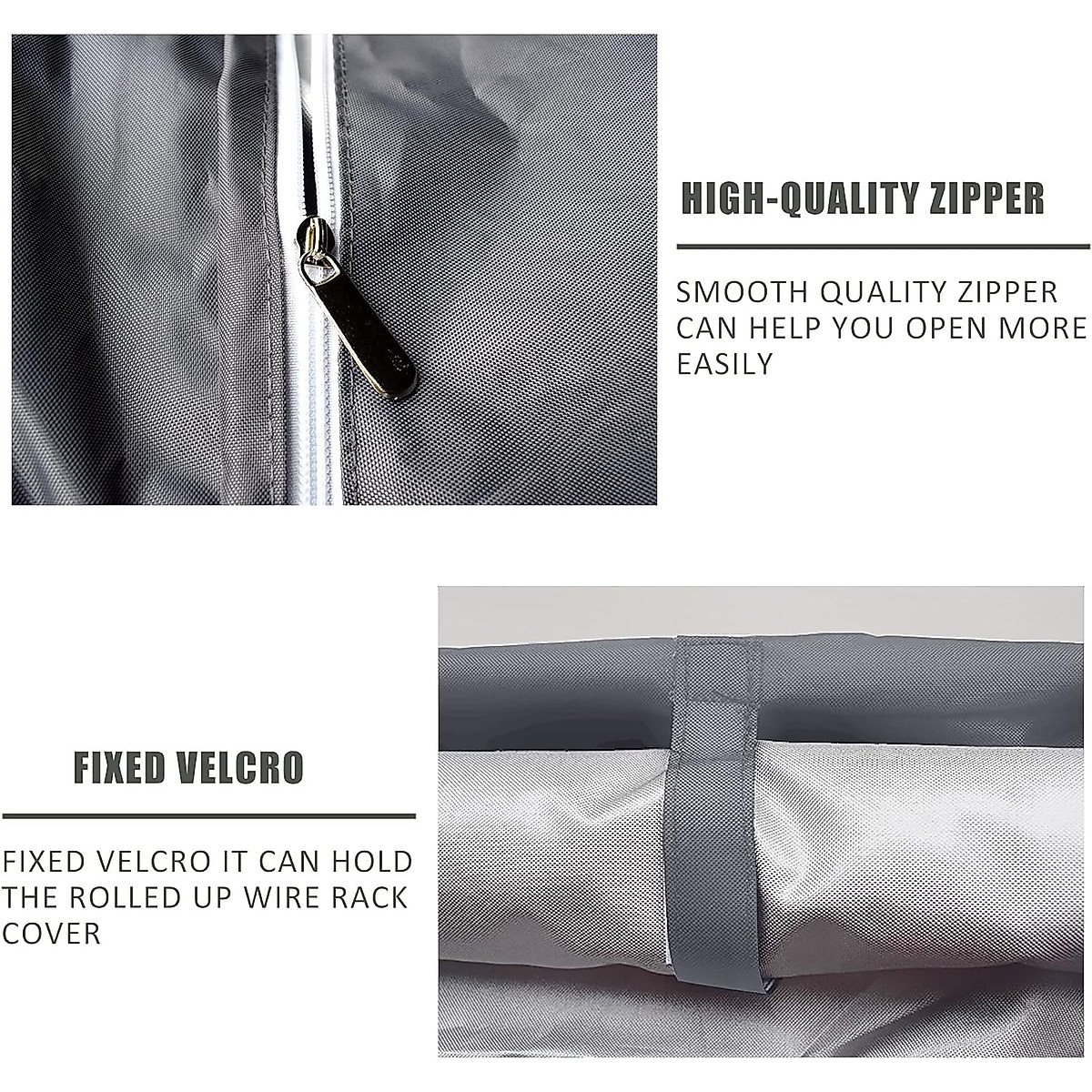 MOLLYAIR Wire Shelf Cover,600D Heavy Duty Waterproof Dustproof Standing Shelf Units Cover, Storage Rack Cover with Zipper for Metal Shelving,(Cover only) (Grey, 36" L x 14" W x 54" H)