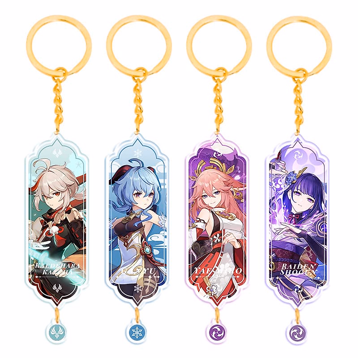 WillZephyr 4PCS original god pendant acrylic laminated pendant keychain thunder and lightning General Yagyujinzi (Style B)