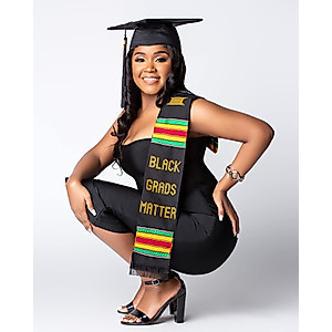ADVANSYNC Black Grads Matter Class of 2024 Premium Handwoven Kente Cloth Graduation Stole (BGM 2024)