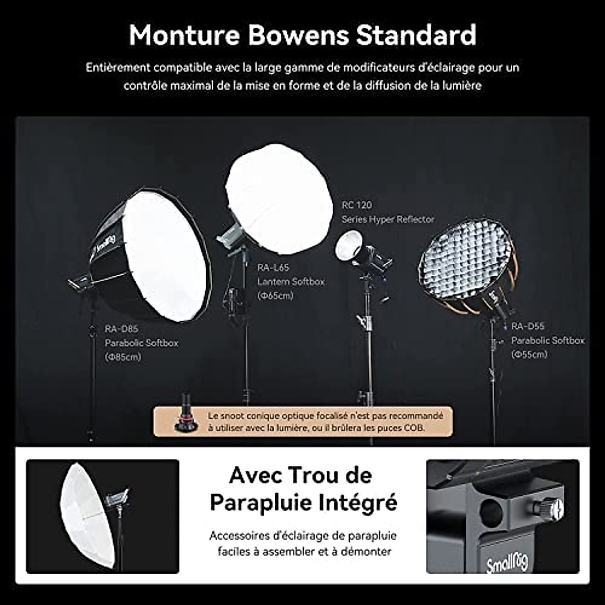 SmallRig RC 220B 220W Bi-Color LED Video Light 2700K-6500K 84500 Lux@3.3ft Continuous Lighting CRI 95+ TLCI 96+ w/Bowens Mount, Manual and App Control Remotely Professional Studio Spotlight-3473