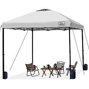 KAMPKEEPER 10x10 Pop Up Commercial Canopy Tent - Waterproof & Portable Outdoor Shade with Adjustable Legs, Air Vent, Carry Bag & Sandbags (WHITE)