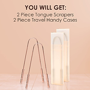 TruLife Tongue Scraper For Adults (2 Pack), Tongue Cleaner for Oral Care & Hygiene, Metal Tongue Scraper, Reduce Bad Breath (Travel Cases Included), Tounge Scraper - Fresher Breath & Easy to Use