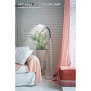 Kenley Natural Daylight Floor Lamp - Tall Reading Task Craft Light - 27W Full Spectrum White Bright Sunlight Standing Torchiere for Living Room, Bedroom or Office - Adjustable Gooseneck Arm - Gray