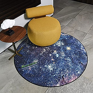 Galaxy Round Rugs, Universe Space Nebula Stars Starry Carpet Large Floor Mat for Living Room, Study, Kids Bedroom (Galaxy, 2.6 ft Diameter)