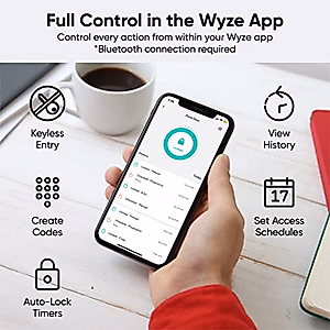 Wyze Lock Bolt, Fingerprint Keyless Entry Door Lock, Smart Bluetooth Deadbolt Replacement, Backlit Keypad, IPX5 Weatherproof, in-App History and Scheduled Access, Auto-Lock, BHMA, UL 20-Min Fire Rated
