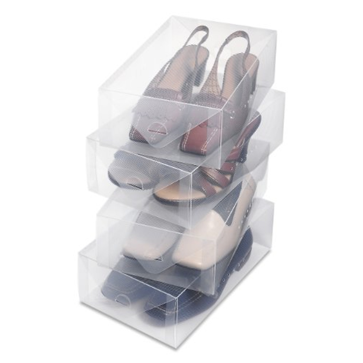 Whitmor Clear Vue Women's Shoe Box, Set of 4, White, 4 Count