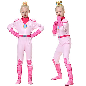 Ratoher Super Brothers Princess Costume for Kids, Peach and Daisy Princess Cosplay Costume for Toddler Girls
