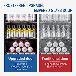 Beverage Refrigerator and Cooler Freestanding, 96 Cans Mini Fridge with glass door and Lock, Small Drink Fridge for Soda, Beer, Wine, For Home Bar Office with LED Light, with Adjustable Thermostat