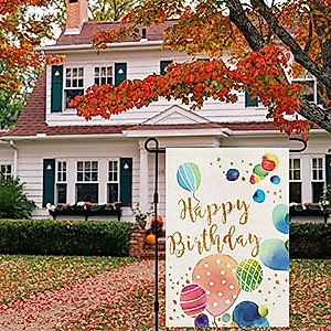 Happy Birthday Garden Flag 12x18 Inch Burlap Double Sided Balloons Colorful Outside Welcome Party Gift Yard Decor DF116