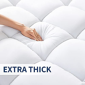 TOAO Queen Mattress Topper, Extra Thick Mattress Pad Cover for Back Pain Relief, Cooling Pillow Top with 8-21" Deep Pocket 5D Snow Down Alternative Fill(White,Queen)