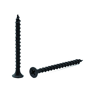 #8 x 2 Inch Wood Screw 100PCS Black Phosphate Coated Stainless Flat Truss Head Fast Self Tapping Drywall Screws by SG TZH
