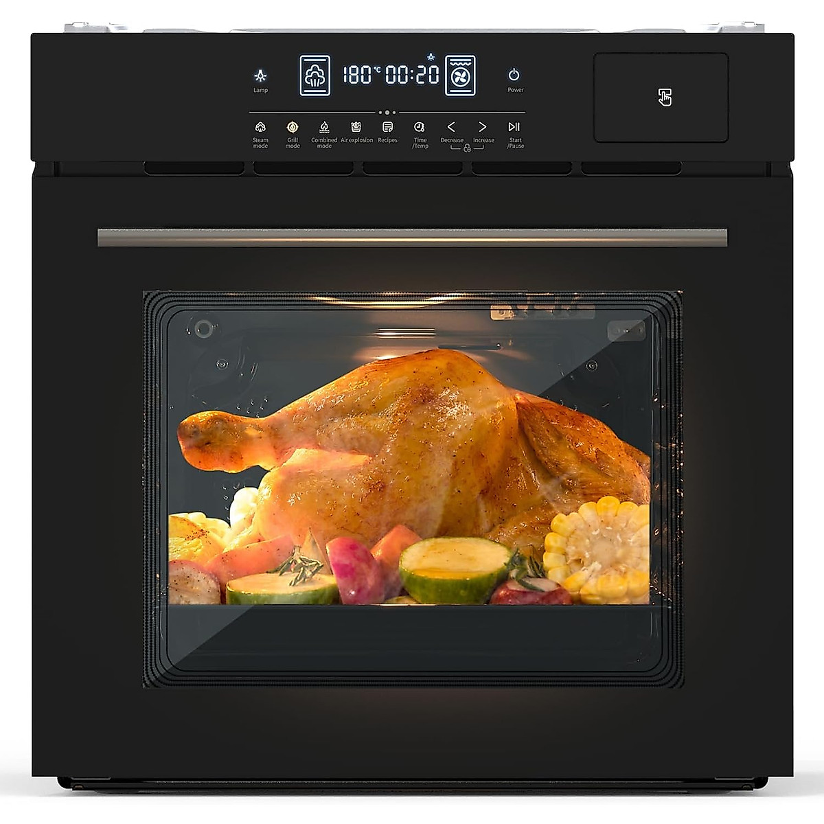 24" Single Wall Oven, 2.5 Cu.ft Built-in Timer-Convection Electric Wall Oven with 8 Baking Modes, 3000W, 240V, Stainless Steel, 3D Surround Heating, Timer, Touch Control, Safety Lock, Black
