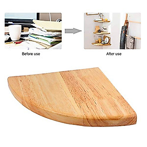 BESPORTBLE Wall Mounted Floating Corner Shelves Wooden Wall Display Storage Rack Organiser for Home Bedroom Living Room 18cm