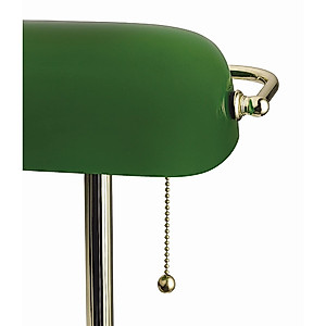 Catalina 13.5" Traditional Bankers Desk Lamp with Glass Shade, Green