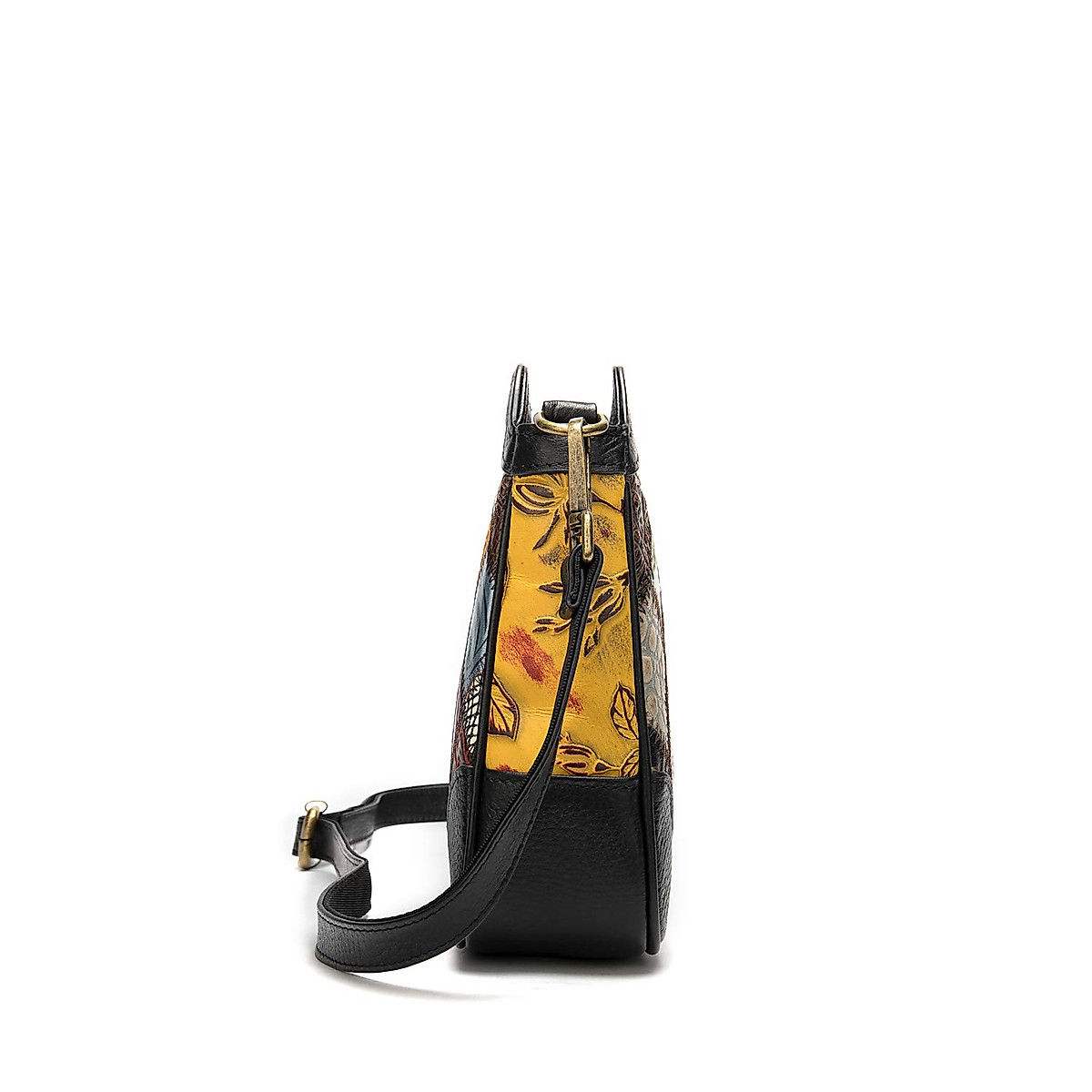 Leather Cute Crossbody Bags for Women Coloful Floral Patchwork Unique Shoulder Purse and Handbags Medium