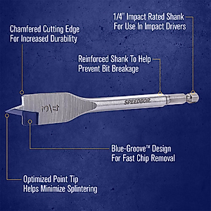 IRWIN SPEEDBOR Spade Wood Drill Bit 1-1/2" X 4" (87924)