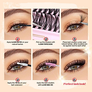 Lash Extension Kit 240PCS Individual Lashes 40D 50D 9-16MM Eyelash Extension Kit with Bond and Seal and Lash Remover and Applicators Lash Clusters Kit DIY at Home by wtvane (Kit-40D+50D-0.07D-9-16MIX)