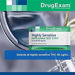 5 Pack - DrugExam Made in USA Highly Sensitive Marijuana THC Testing Drug Test Strip Kit - Drug Test with 50 ng/mL Cutoff Level for Detecting Any Form of THC in Urine up to 35 Days. Urine Test Strips