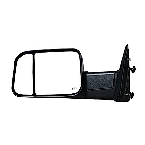 AERDM New towing mirror Black Housing with Temperature sensor fit 2009-2015 Ram 1500, 2010-2015 Ram 2500 3500 Towing Mirrors with Turn Signal, Puddle Lights
