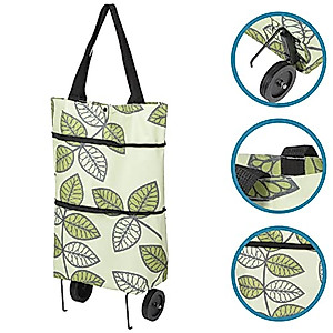 Cabilock Collapsible Trolley Bags Folding Shopping Bag with Wheels Foldable Shopping Cart Reusable Grocery Bags Shopping Trolley Bag on Wheels B