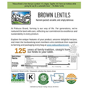 Small Brown Dry Lentils | 5 LBS Plastic Free Packaging | Family Farmed in Washington State | 100% Desiccant Free | Non-GMO | 100% Non-Irradiated | Kosher | Field Traced | Burlap Bag