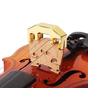Unxuey Metal Violin Mute Practice Violin Silencer Golden Fiddle Silent Silencer Parts for 1/2, 3/4, 4/4 Violin