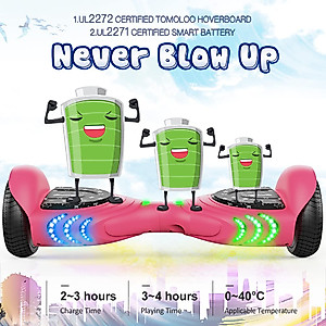 TOMOLOO Hoverboard with Bluetooth Speaker and LED Lights Self-Balancing Scooter UL2272 Certified 6.5" Wheel Electric Scooter for Kids and Adults