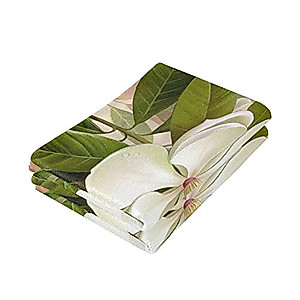 susiyo White Magnolia Flowers Printed Hand Towel for Bathroom Set of 2 Absorbent Cotton Face Towel Multipurpose for Hotel Gym Guest Spa Yoga Home Decorative,28x14in