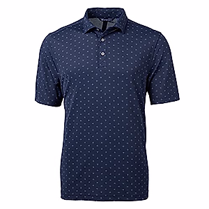 Cutter & Buck mens Virtue Eco Pique Tile Print Recycled Big Tall Polo Shirt, Navy Blue, 2X US