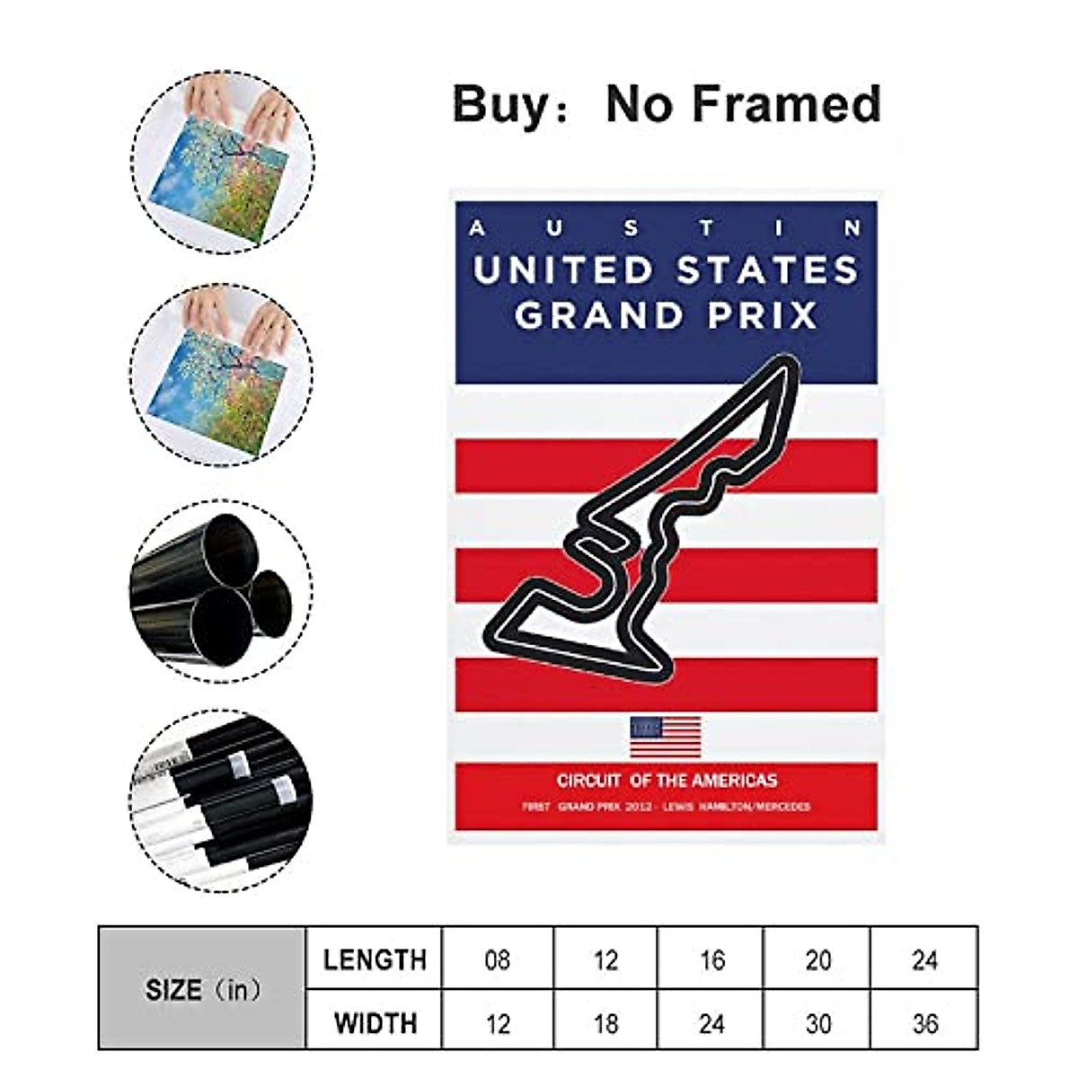 JOEDSE F1 Racetrack Poster F1 Austin Race Track Canvas Wall Art for Bedroom Living Room Home Decor Pattern Office Artwork,Unframe:12x18inchs(30x45cm)