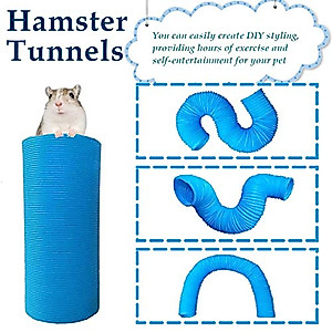 PINVNBY Hamster Fun Tunnels Pet Mouse Plastic Tube Toys Small Animal Foldable Exercising Training Hideout Tunnels for Guinea Pigs,Gerbils,Rats,Mice,Ferrets and Other Small Animals(2 PCS Blue)