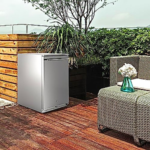 Frostronics 24 Inch 168 Cans Outdoor Beverage Refrigerator, 5.47 cu. ft. Built-in Beverage Cooler with Easy-Swap Reversible Door, 26°F Outdoor Beverage Fridge, SUS304, Lockable, ETL & NSF7 Certified