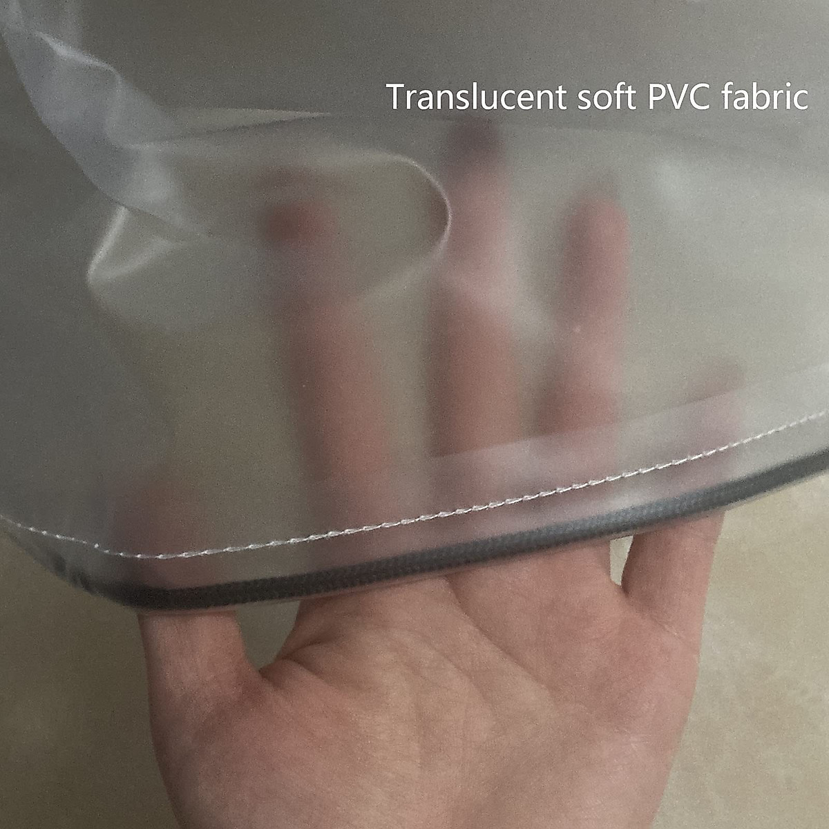 HHMAX Clear Patio Furniture Cover- Waterproof UV Resistant Rectangle PVC Fabric for Outdoor Garden Table and Chairs Dining Set Tarpaulin Sheet with Hem Cord, 43 Sizes