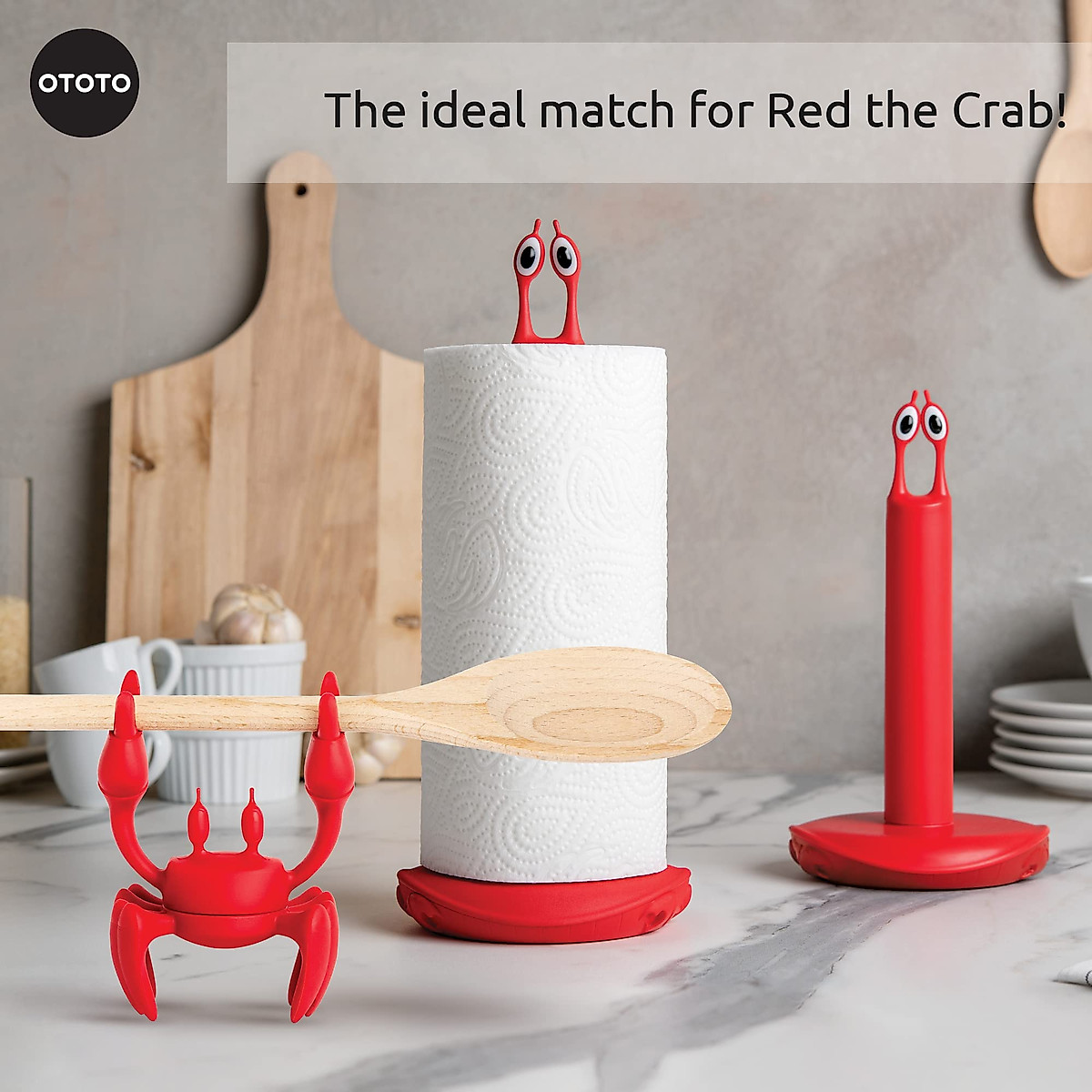 OTOTO Crab N' Roll Paper Towel Holder Countertop Paper Towel Holders - Paper Towels Holder, Paper Towel Holder Stand, Paper Towel Stand - Kitchen Paper Towels Holder, Standing Paper Towel Roll Holder