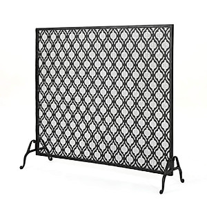Christopher Knight Home Elmer Single Panel Iron Fireplace Screen, Black