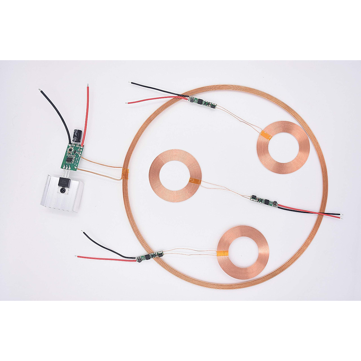 Taidacent High Power 24V 200mm One-to-Many Long Distance Wireless Inductive Coil Module Wireless Charging Coil Wireless Transmitter and Reveiver Coil Module Can be Used for Multiple Receivers