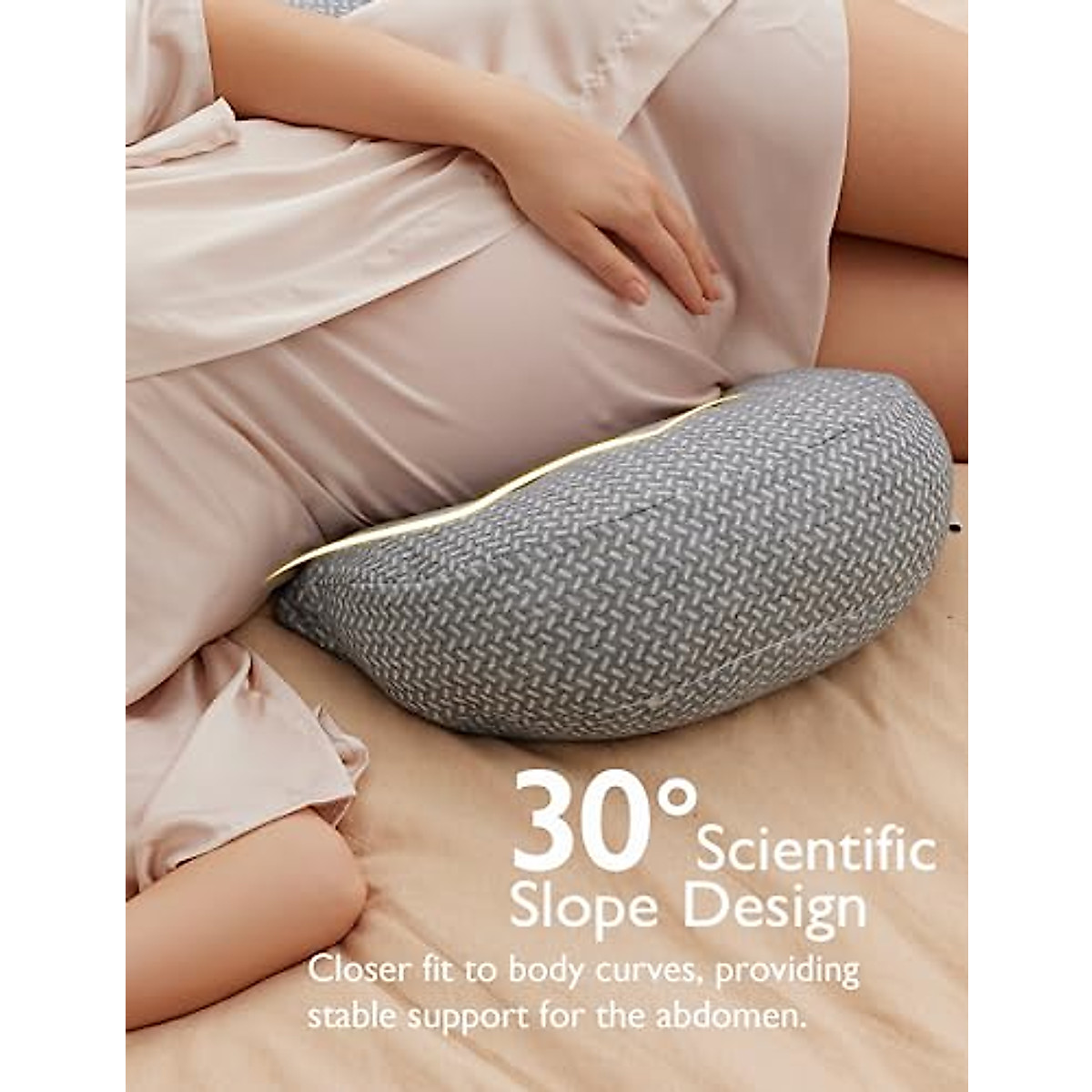 Momcozy Pregnancy Wedge Pillow for Sleeping, Portable Maternity Pillow for Side Sleeper, Support for Back, Belly, Hips for Pregnant Women, Adjustable Travel Pregnancy Pillow, Grey