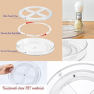 Lazy Susan Turntable Storage Organizer 2 Pcs，Kitchen Spice Rack，Rotation Clear Cupboard Turntable,Dressing Table Storage Rack,Use for Kitchen Dining Room Cabinet Refrigerator Bathroom and Powder Room