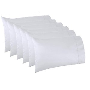 Lasimonne White Pillowcases,Pack of 6, Standard/Queen Size, 200 Thread Count Percale, CVC Pillow Cover