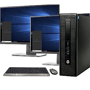 HP 600 G1 SFF Computer Desktop PC, Intel Core i7 3.4GHz Processor, 16GB Ram, 128GB M.2 SSD, 2TB HDD, Wireless Keyboard Mouse, WiFi | Bluetooth, New HP Dual 27 FHD LED Monitor, Windows 10 (Renewed)