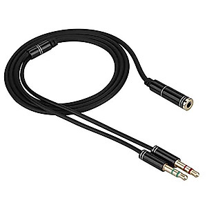 Restokki 1M Headphone Splitter 3.5mm Audio Stereo Y Splitter, 3.5mm Female to 3.5mm Dual Male Audio Extension Cable, Headphone Splitter Mic Earphone Adapter for Earphone Headset Splitter
