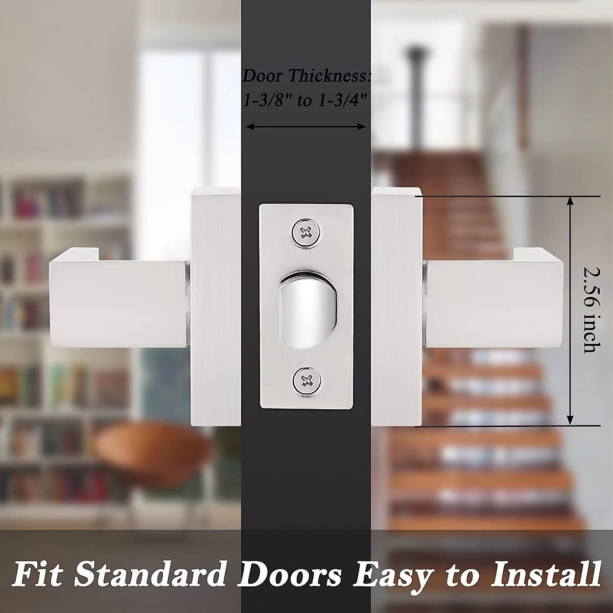 Probrico 10 Pack Square Door Lever Door Lock Handle Lockset Keyless Doorknobs Passage Knobs Lockset Interior Hallway Passage Closet in Satin Nickel