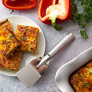 Rada Cutlery Mini Dessert Server 7-1/2 Inch Stainless Steel Small Spatula with Aluminum, Silver Handle