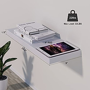 INHABIT UNION White Floating Shelves for Wall-24in Wall Mounted Display Ledge Shelves Perfect for Bathroom,Bedroom,Living Room and Kitchen Decor Storage