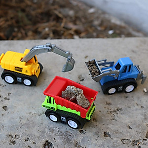 GiftExpress 1dz Mini Pull Back Construction Toy Cars, Educational Preschool Bulldoze Excavator Dump Truck Model Kit for Children Toddlers Kids, for Boys Party Favors
