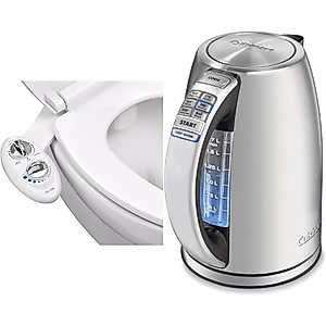 LUXE Bidet NEO 185 - Self-Cleaning, Dual Nozzle, Non-Electric Bidet Attachment for Toilet Seat & Cuisinart 1.7-Liter Stainless Steel Cordless Electric Kettle with 6 Preset Temperatures